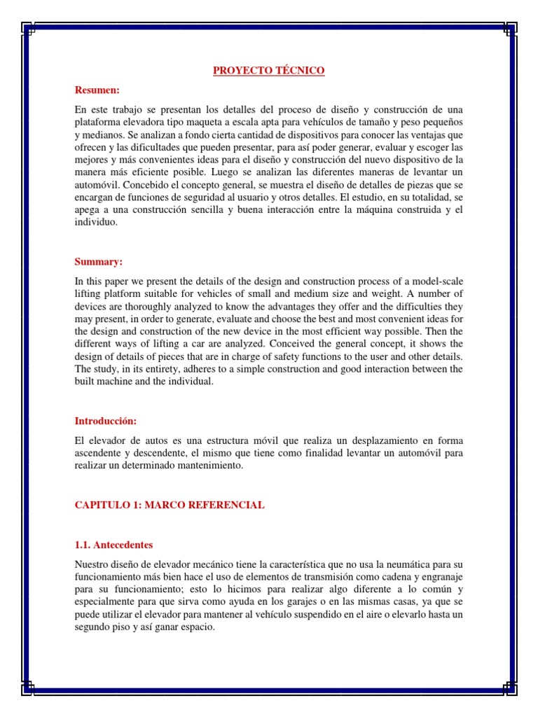 Proyecto Elevador | PDF | Tornillo | Ascensor