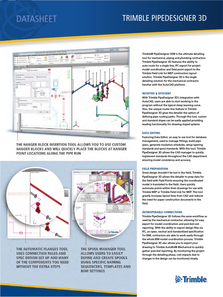 Datasheet Trimble PipeDesigner 3D LR | PDF | 3 D Computer Graphics ...