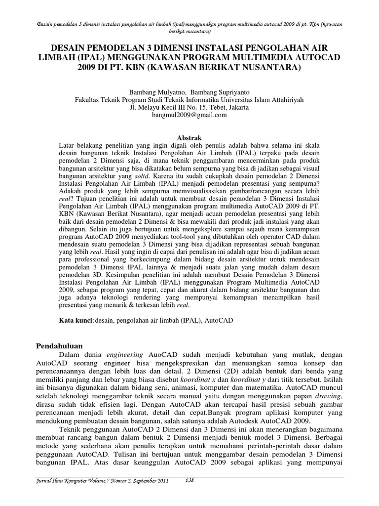 Desain IPAL 3D Dengan Auto Cad PDF | PDF