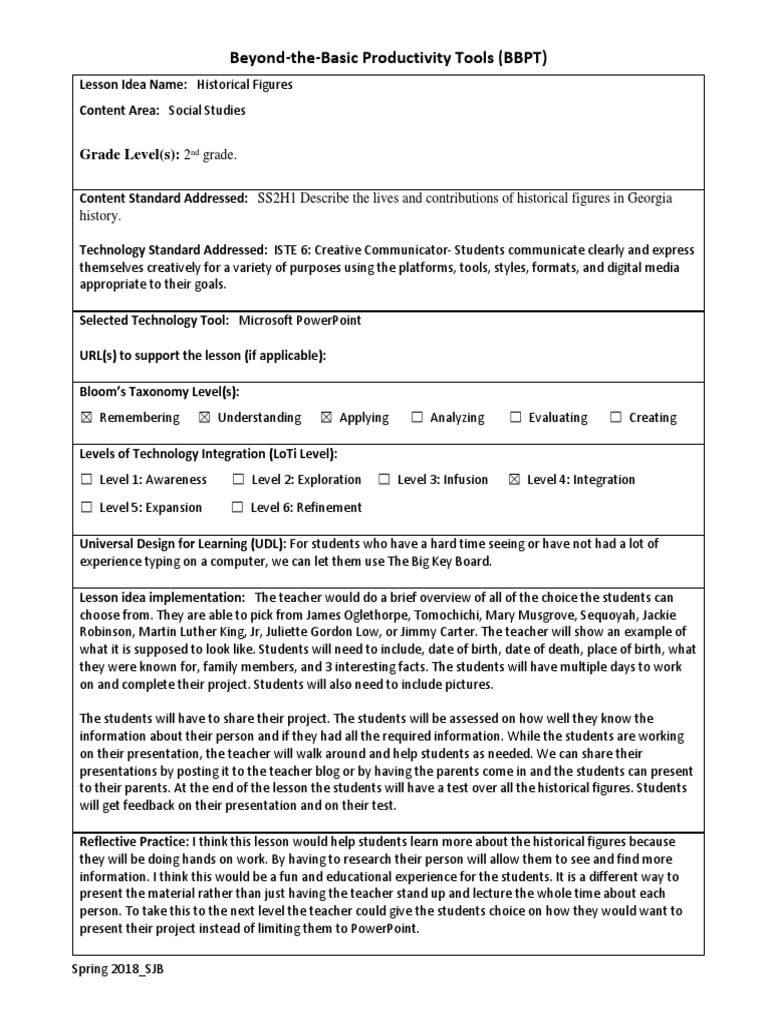2nd Grade Historical Figures Lesson Plan | PDF | Reflective Practice ...