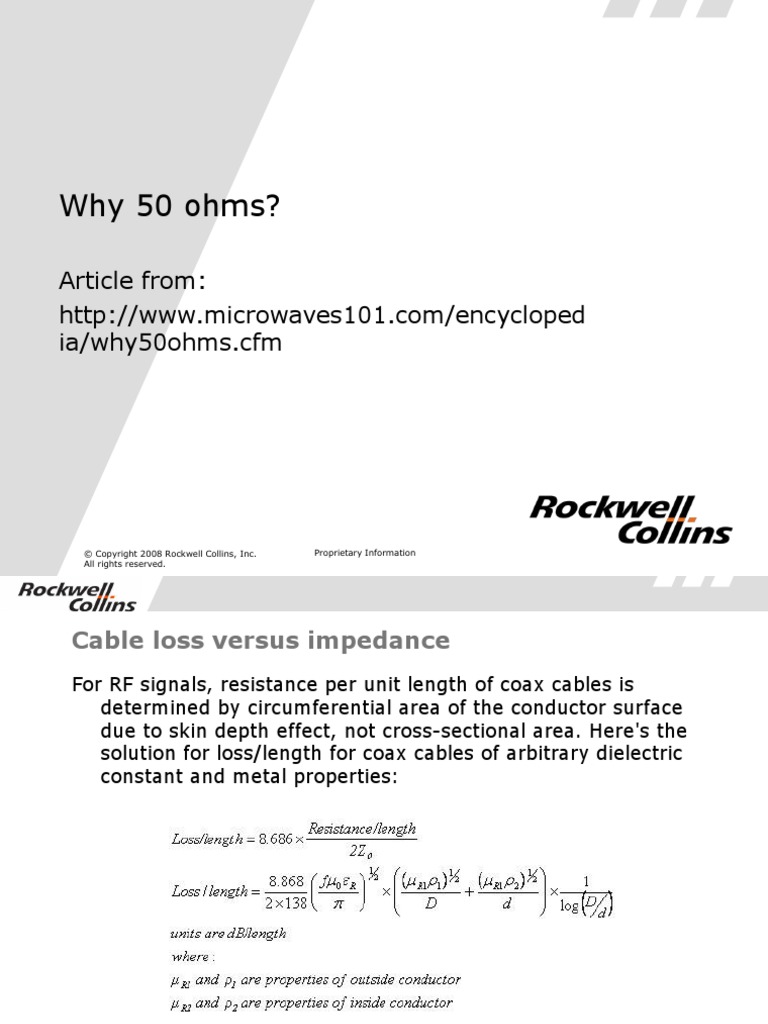 Why 50 Ohms | PDF | Coaxial Cable | Electronics