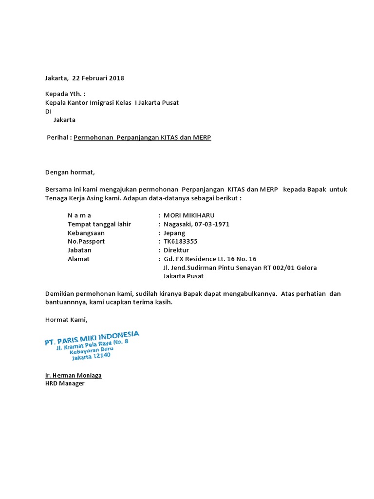 Permohonan KITAS | PDF