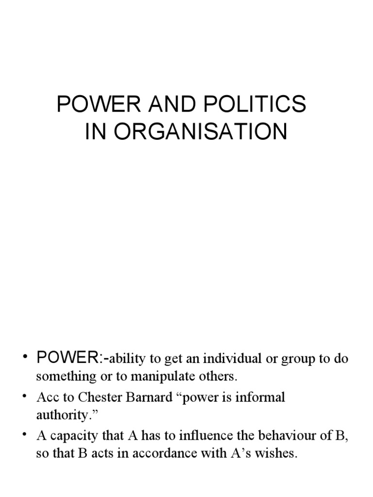 Power and Politics in Organisation | PDF | Power (Social And Political ...