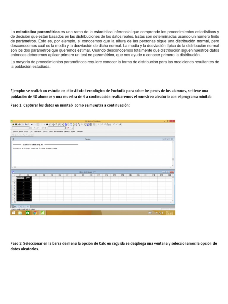 Ejercicios de Estadistica en Minitab | PDF | Muestreo (Estadísticas) | Distribución normal