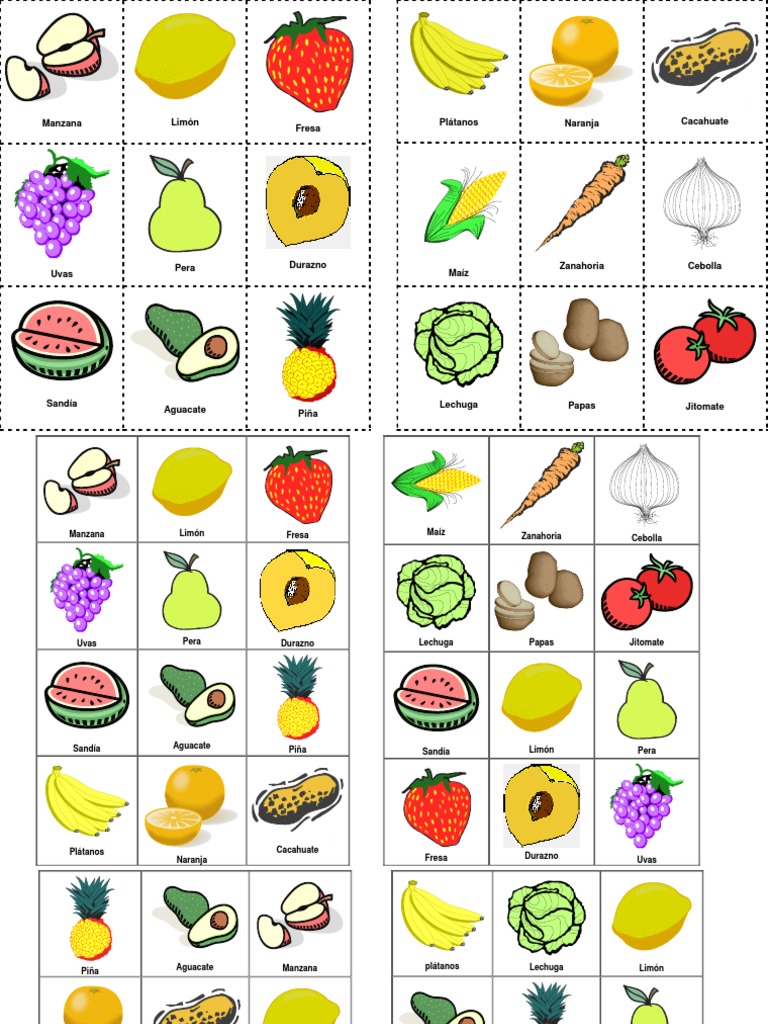 Memorama Imprimir de Frutas