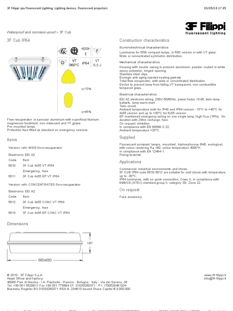 3F Filippi Spa Fluorescent Lighting, Lighting Devices, Fluorescent ...