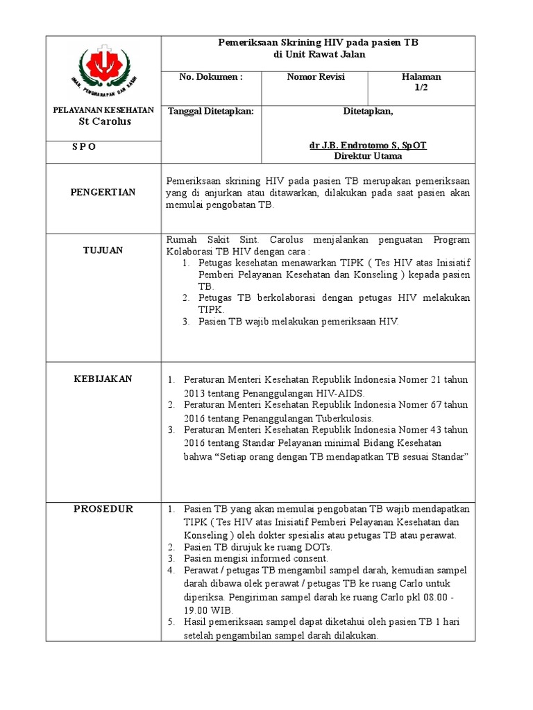 Sop Kolaborasi TB Hiv | PDF