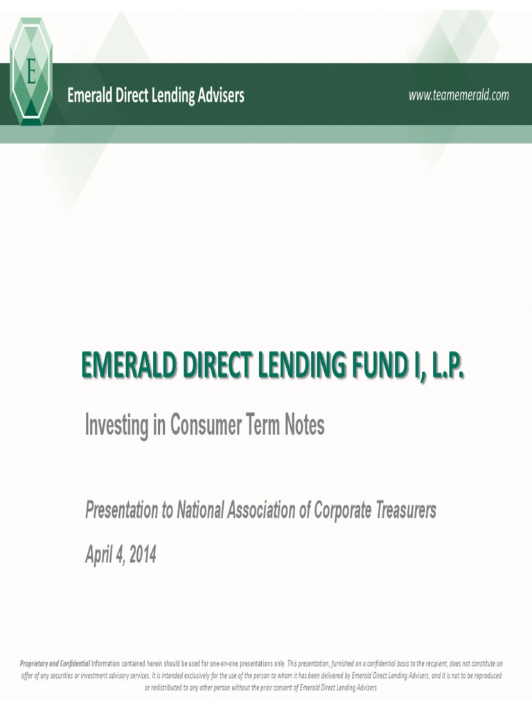 Emerald Direct Lending Fund Overview | PDF | Loans | Credit (Finance)