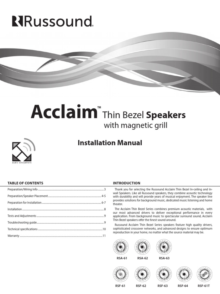 Acclaim Thin+Bezel Manual Rev1 PDF | PDF | Loudspeaker | Drywall