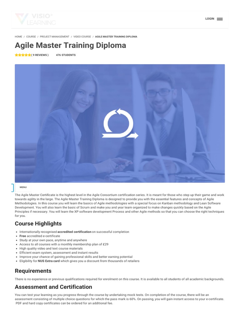 Agile Master Training Diploma Visio Learning Pdf Agile Software