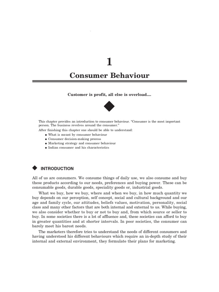 Consumer Behaviour Introduction Pdf Consumer Behaviour