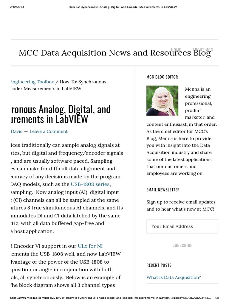 How To Synchronous Analog Digital And Encoder Measurements In Labview Pdf Data