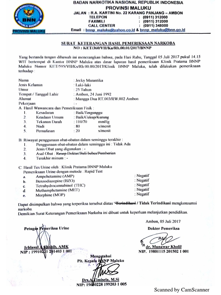 Scan Bebas Narkoba | PDF