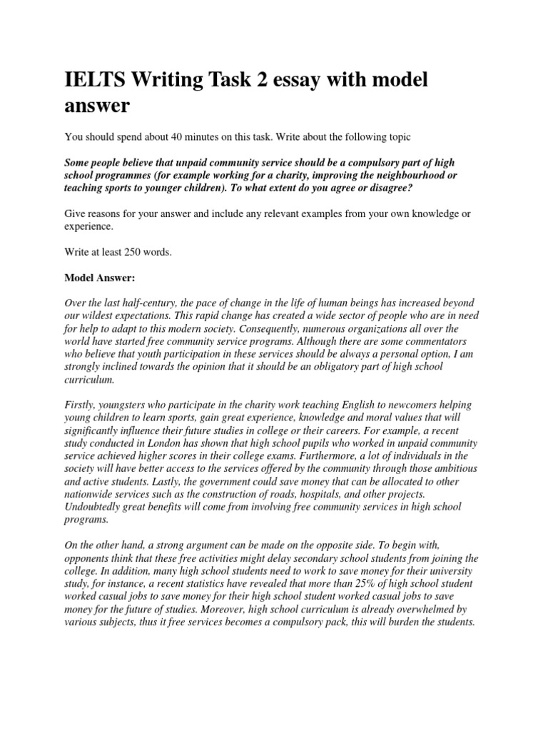 IELTS Writing Task 2 Essay With Model Answer | PDF | Schools | Human