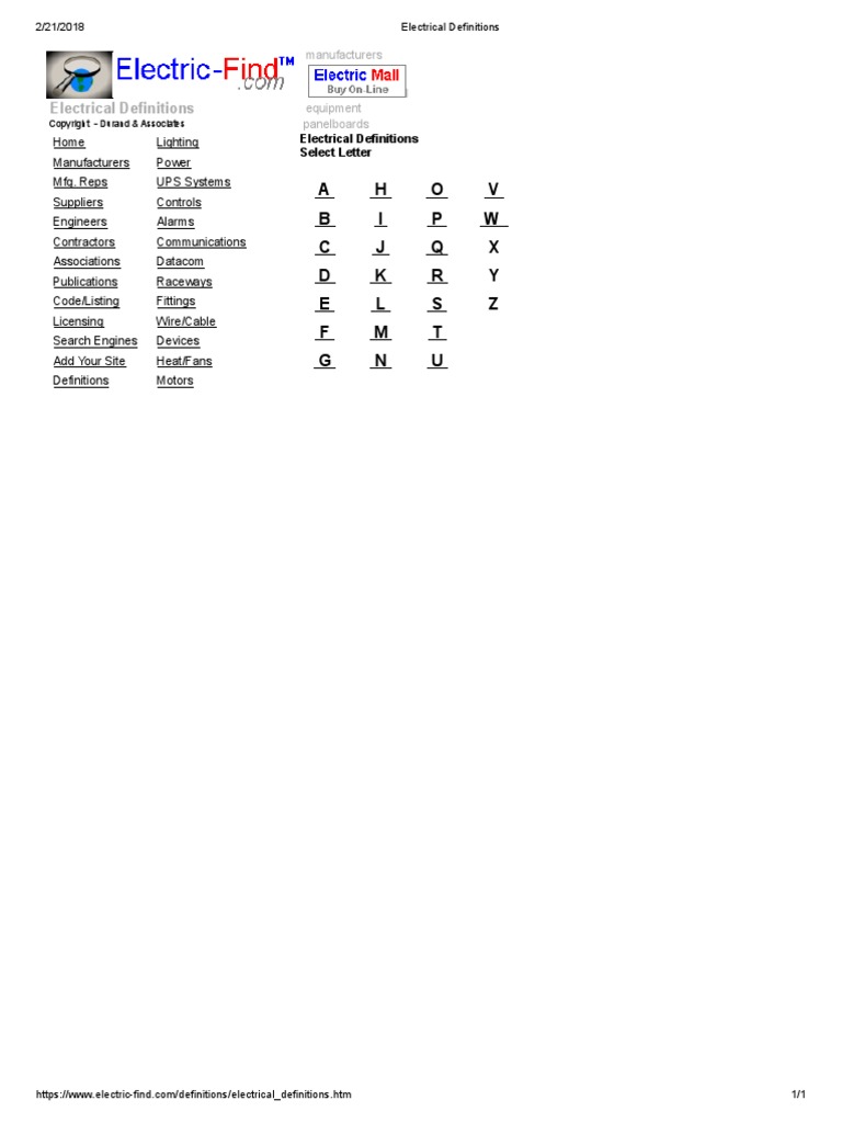 Electrical Definitions | PDF