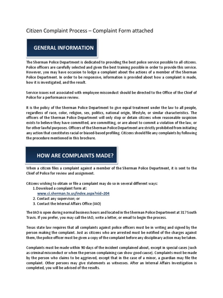 Complaint Process | PDF | Police Officer | Complaint