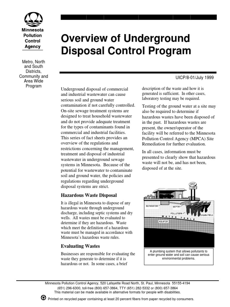 Overview of Underground Disposal Control Program | PDF | Sewage ...