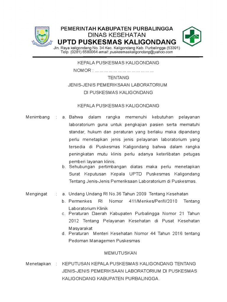 8.1.1 Ep 1 SK Jenis Jenis Pemeriksaan Lab Kaligondang | PDF | Sains & Matematika