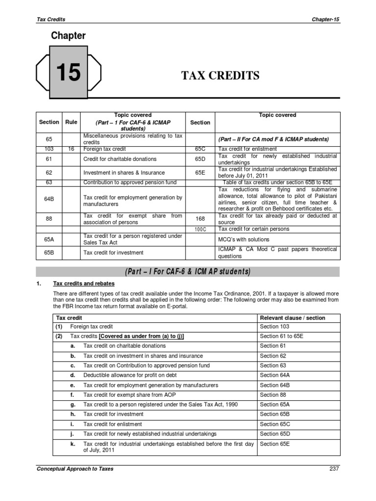 Chapter-15 Tax Credits | PDF | Tax Credit | Taxes