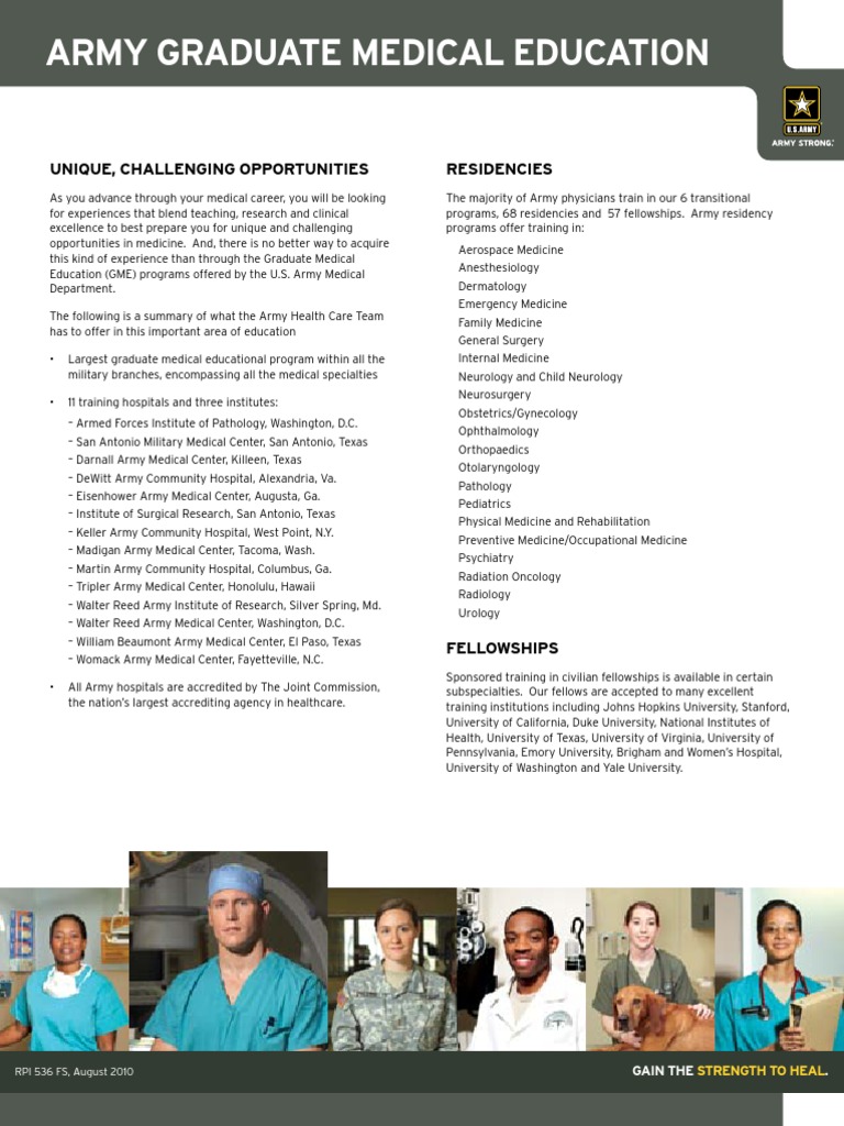 Army Graduate Medical Education Fact Sheet | PDF | Residency (Medicine ...