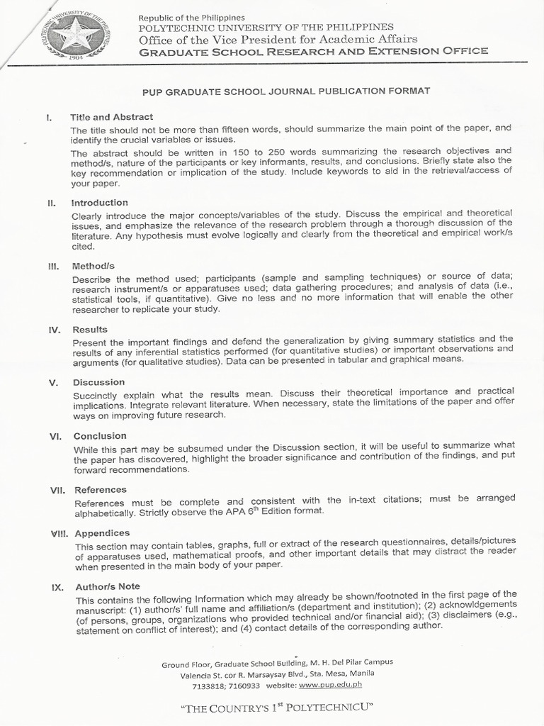 PUP Graduate School Journal Publication Format | PDF