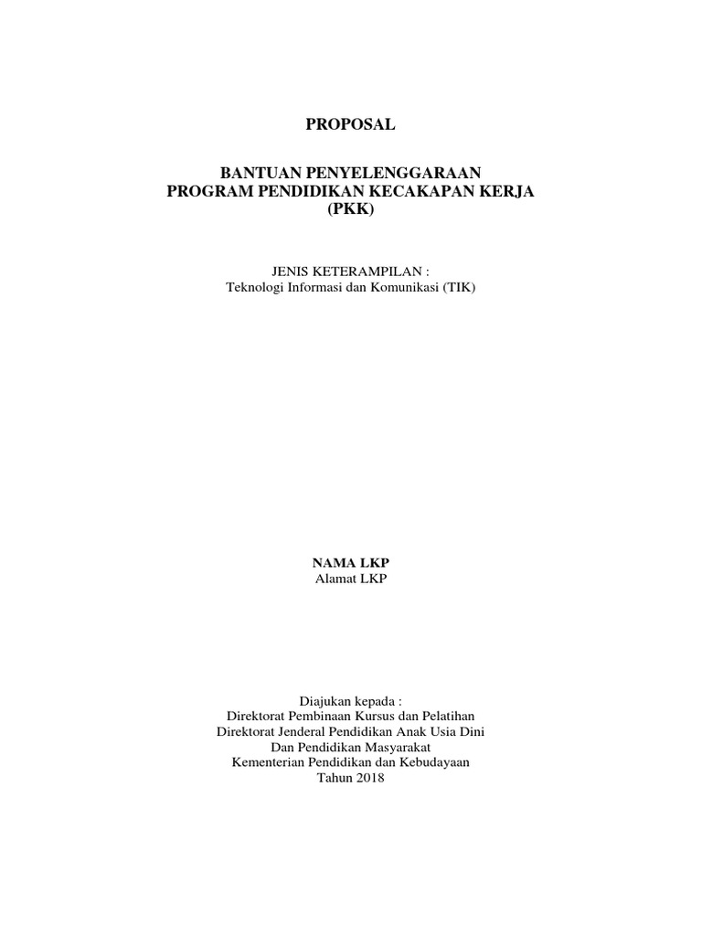 Proposal Bantuan Program PKK TIK | PDF