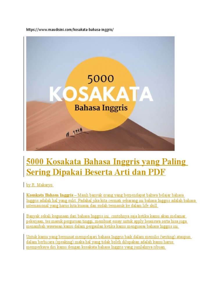 5000 Kosakata Bahasa Inggris Esensial | PDF | Karier & Perkembangan | Kajian Bahasa Asing