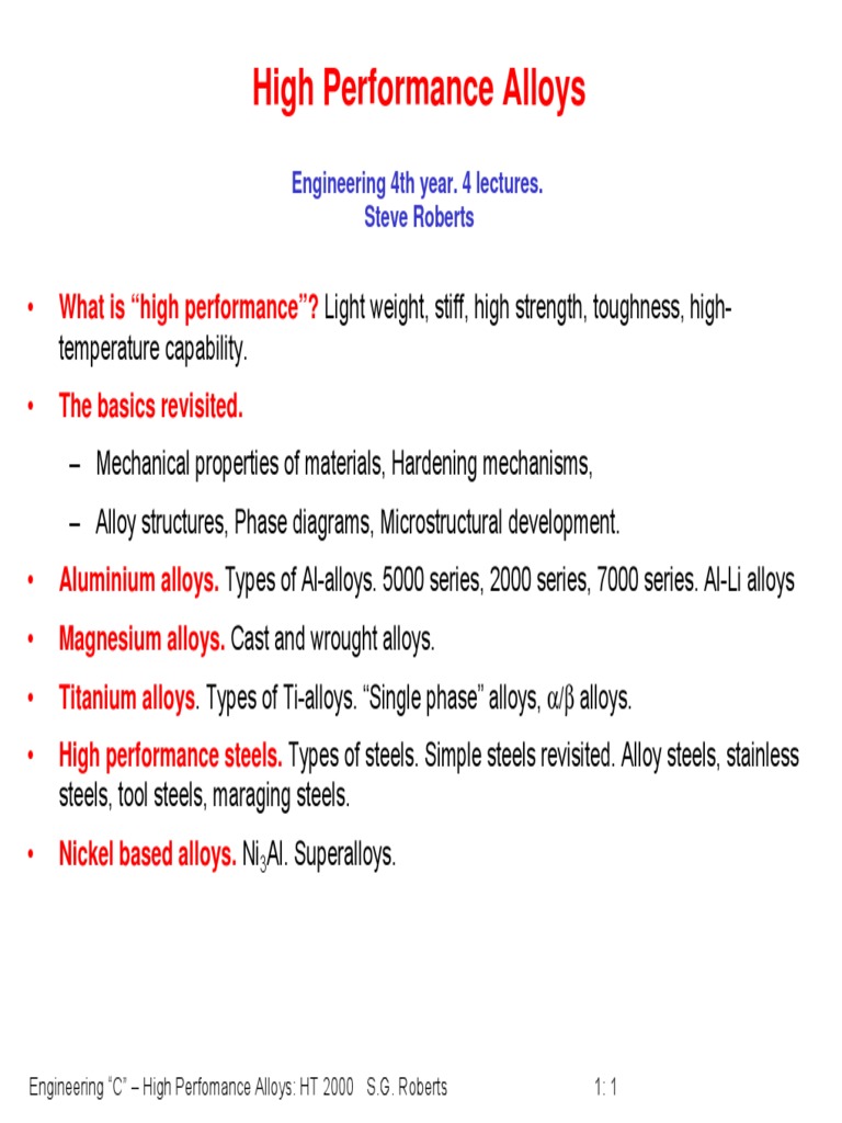 Alloys Handout 1 PDF | Download Free PDF | Dislocation | Yield (Engineering)