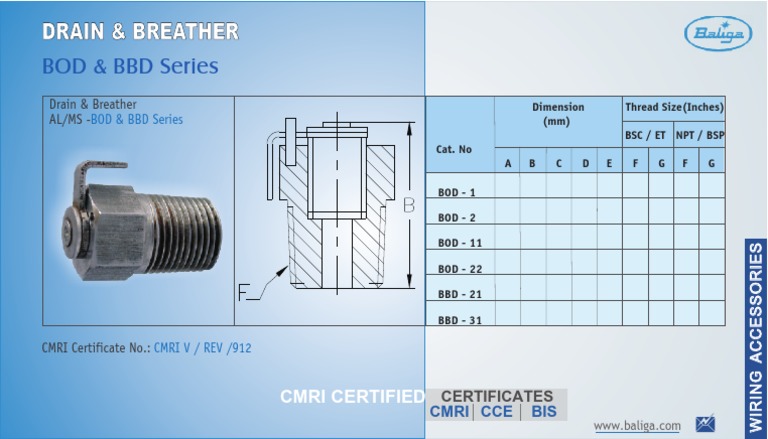 BOD & BBD Series: Drain & Breather Drain & Breather | PDF