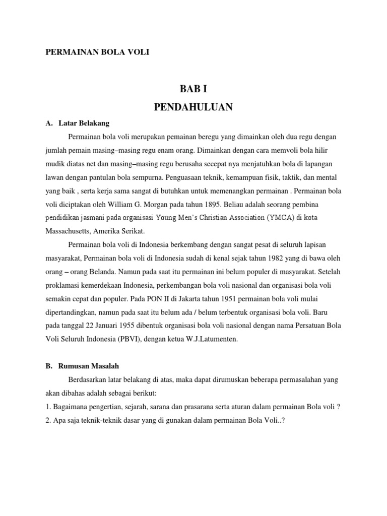 Makalah Tentang Permainan Bola Voli | PDF
