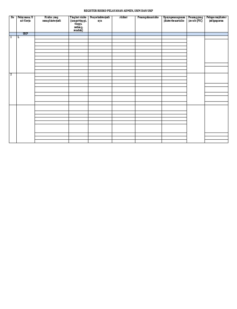 Contoh Form Register Risiko | PDF