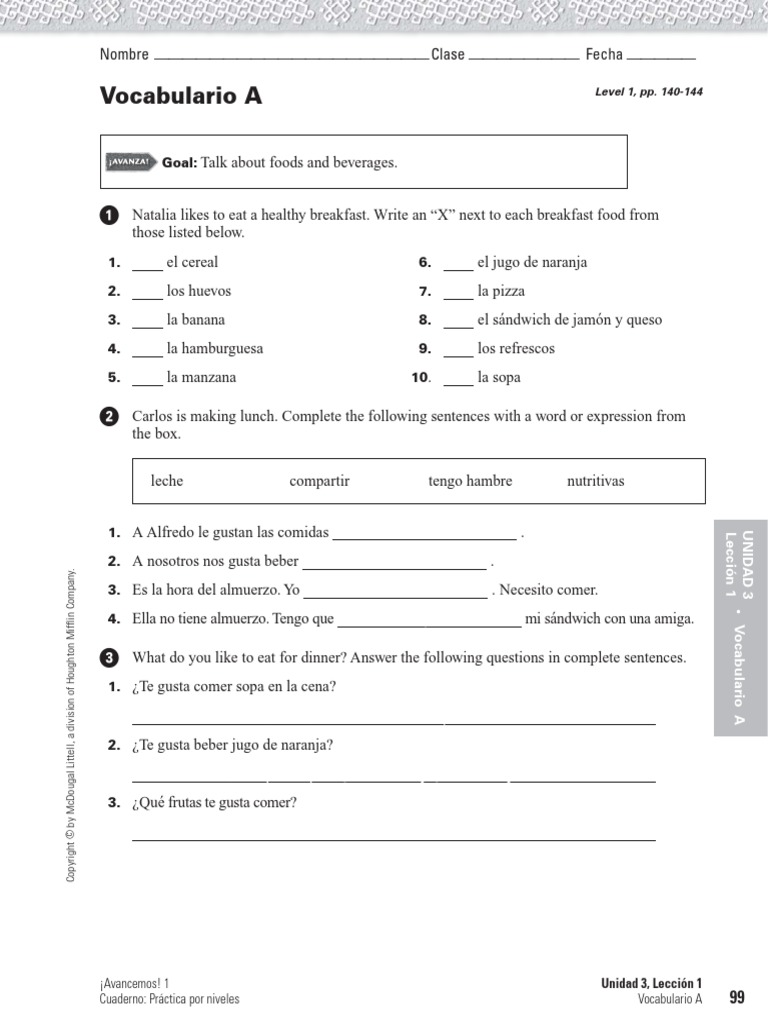 Sp1 U3L1W PDF | PDF | Comida y bebida | Alimentos