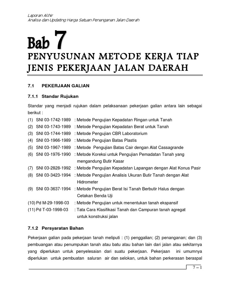 Penyusunan Metode Kerja Tiap Jenis Pekerjaan