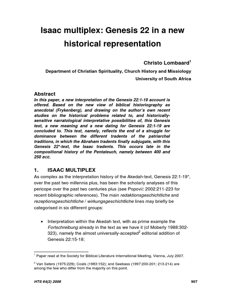 Isaac Multiplex Genesis 22 in A New Hist | PDF | Isaac | Book Of Genesis