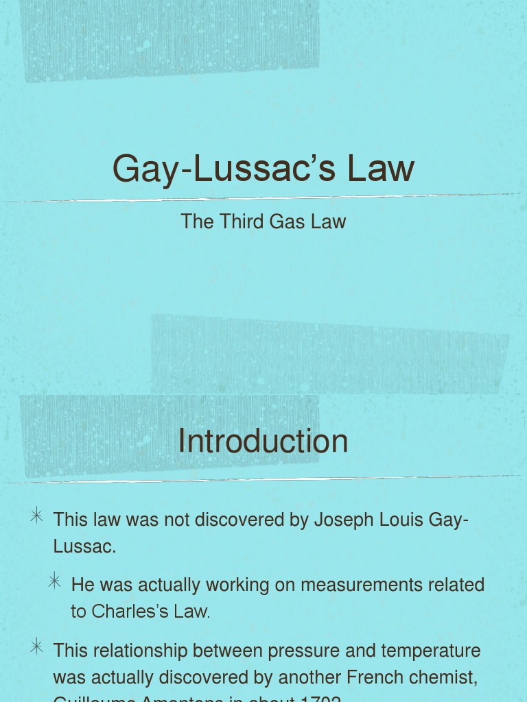 5 05 Gay Lussacs Law | PDF | Gases | Thermodynamics