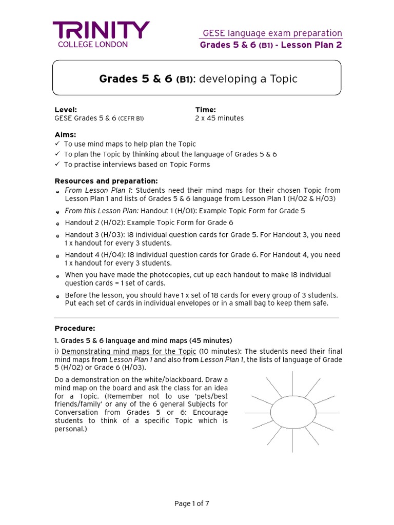 Trinity 5 b1 (Lesson 2) | PDF | Test (Assessment) | Lesson Plan