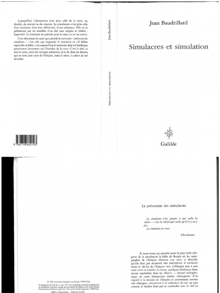 (Debats) Jean Baudrillard-Simulacres Et Simulation - Editions Galilee (1981) PDF | PDF
