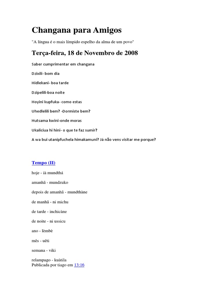 Changana | PDF | Idiomas | Artes Linguísticas e Disciplina