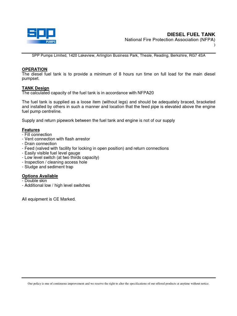 Ensuring Reliability: Proper Sizing and Features of a Diesel Fuel Tank ...
