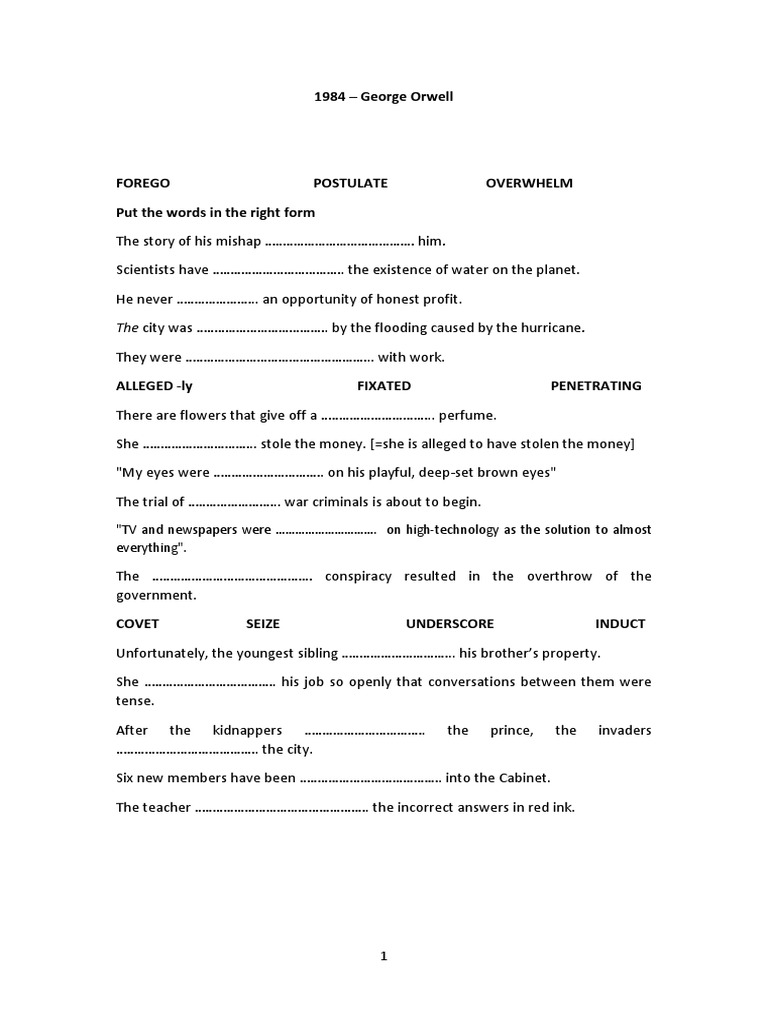 George Orwell 1984 English Exercises | PDF