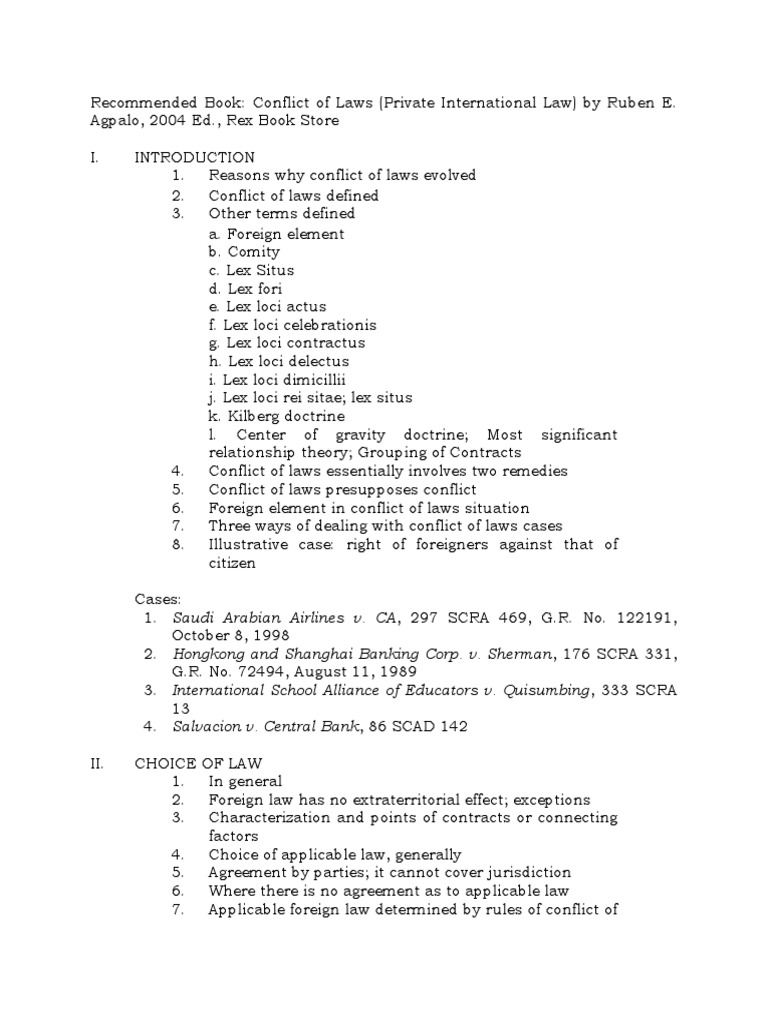 Conflict of Laws Overview and Cases | PDF | Choice Of Law | Civil Law ...