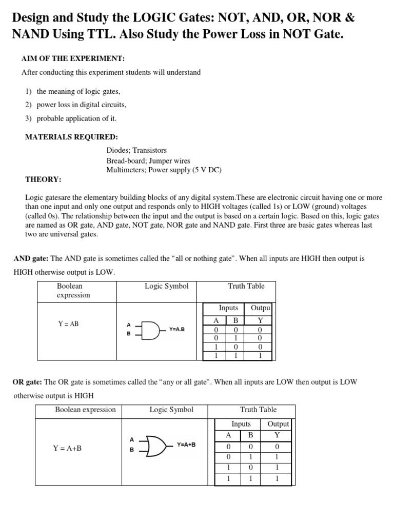 Design and Study The LOGIC Gates | PDF | Business