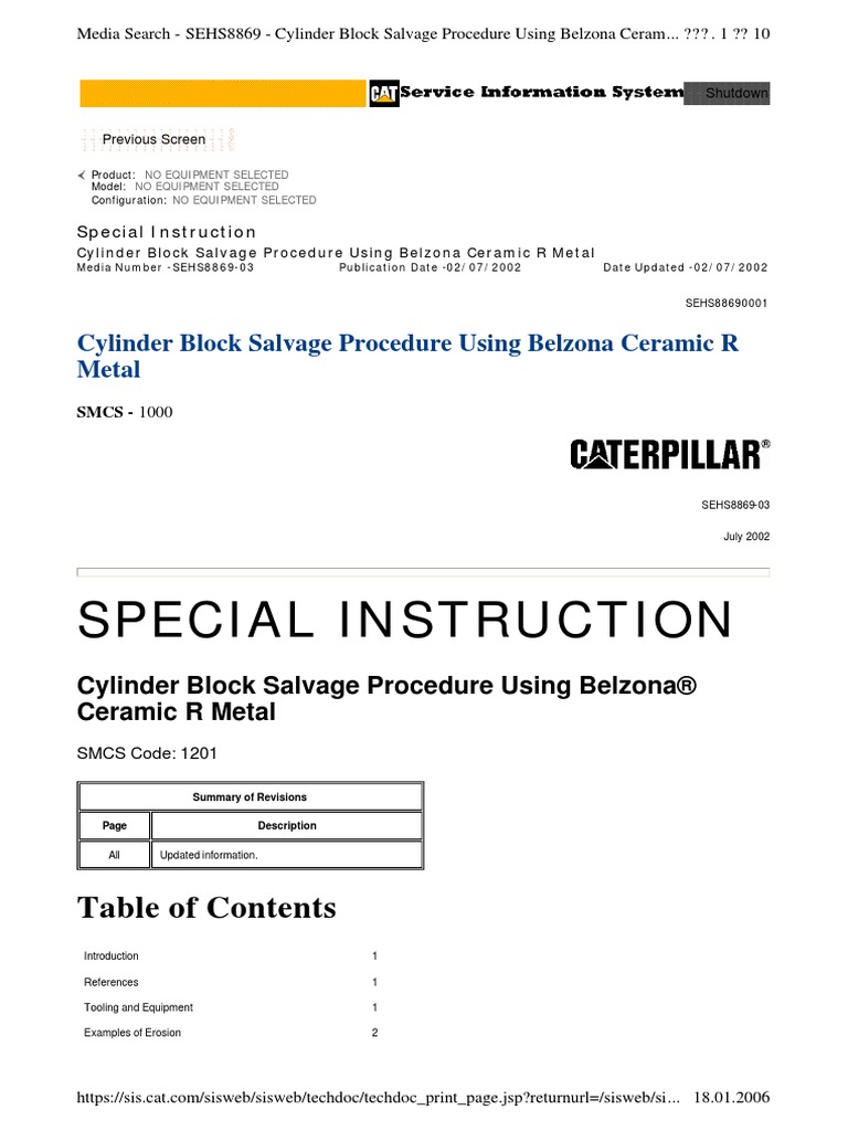 Cylinder Block Salvage Procedure Using Belzona Ceramic R Met | PDF ...