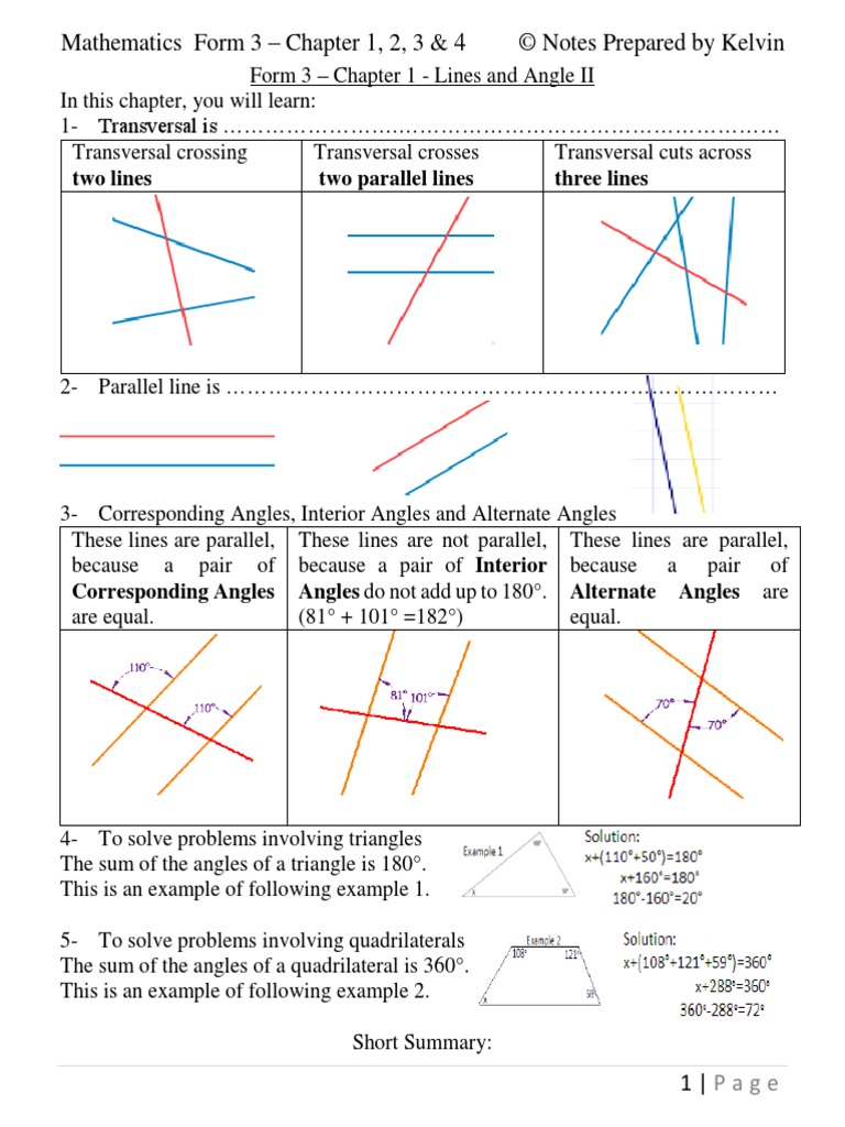 Mathematics-Form 3-Chapter 1, 2, 3 & 4 by Kelvin | PDF | Circle | Polygon
