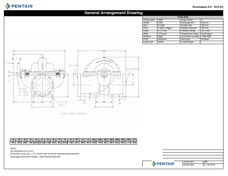 General Arrangement Drawing: Pump Data | PDF | Gas Technologies | Pump