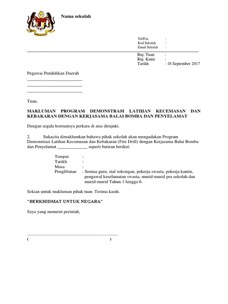 Contoh Surat Makluman Kepada PPD | PDF