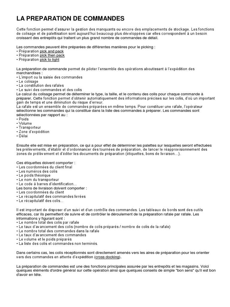 Optimisation de la préparation de commandes | PDF | Informatique | Entrepôt
