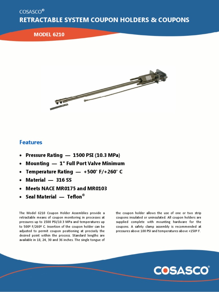 6210 Cosasco Retractable Coupon Holders | PDF | Insulator (Electricity ...