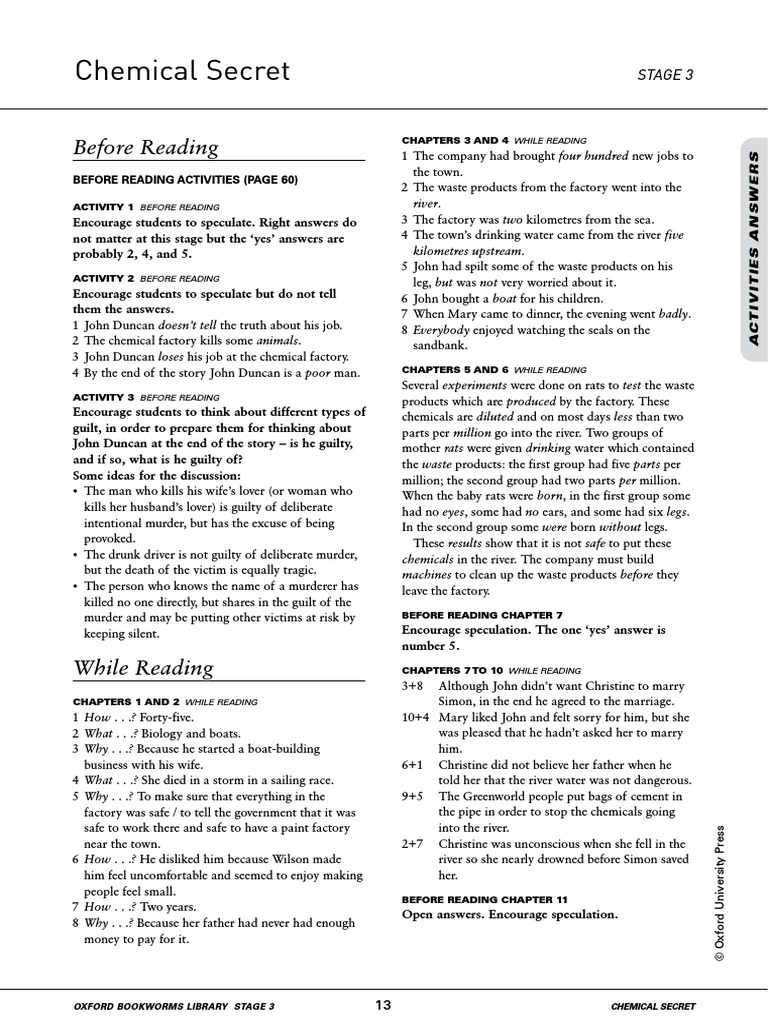 Chemical Secret: Before Reading | PDF