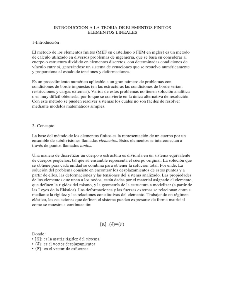 Introducción al Método de Elementos Finitos | PDF | Método de elementos ...
